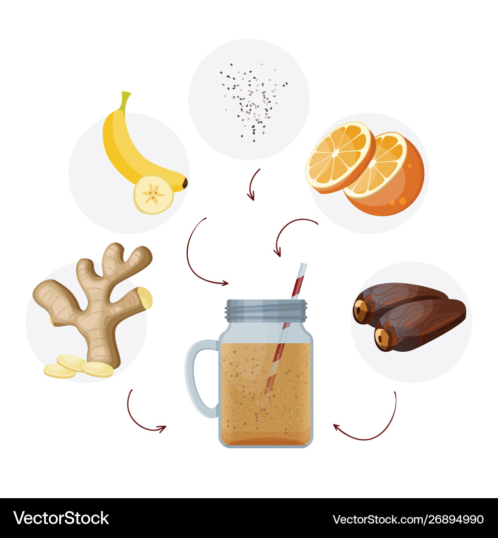 Detox cleanse drink concept vegetable smoothie Vector Image