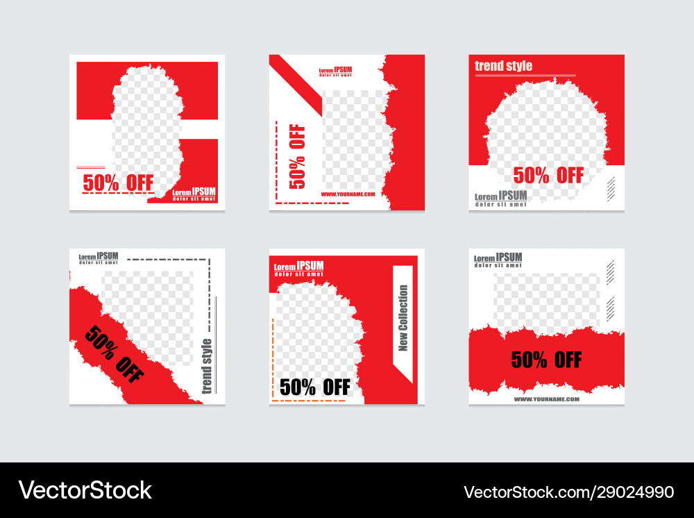 Editable social media post templates Royalty Free Vector