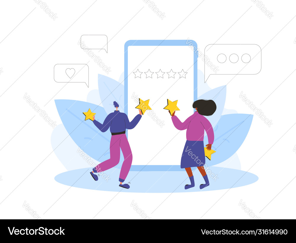 Feedback concept people with stars in their hands Vector Image