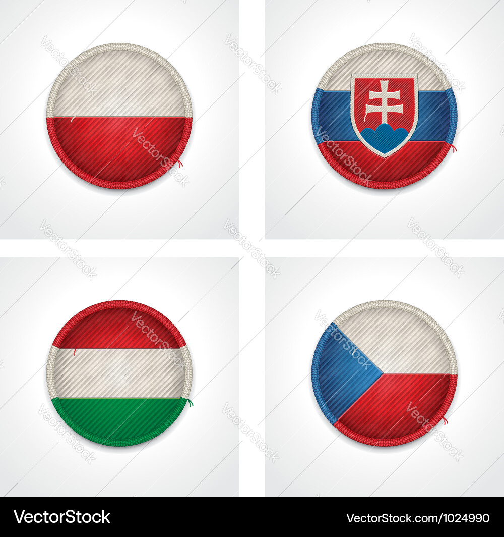 Flags of countries as fabric badges Royalty Free Vector