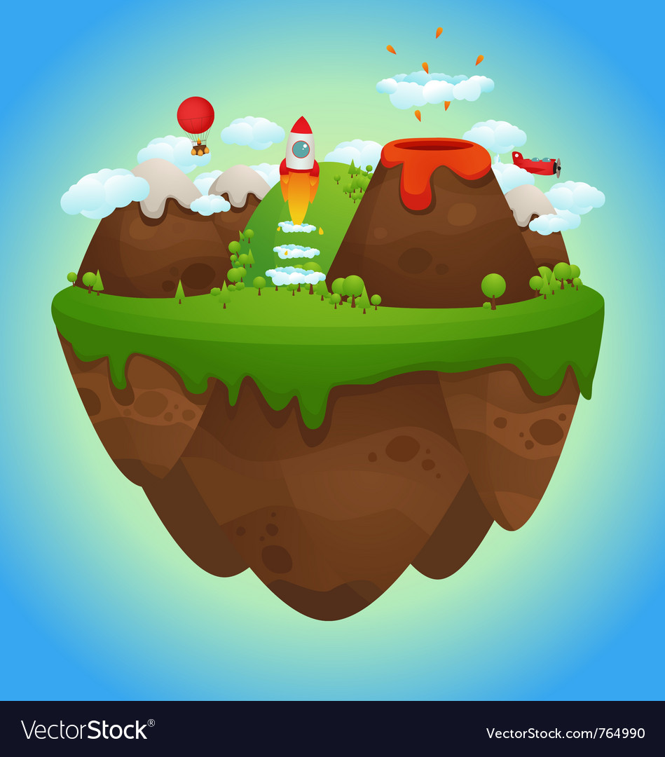 Floating island Royalty Free Vector Image - VectorStock