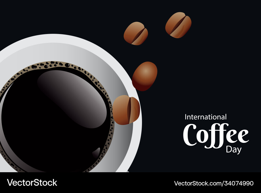 International coffee day poster with cup Vector Image