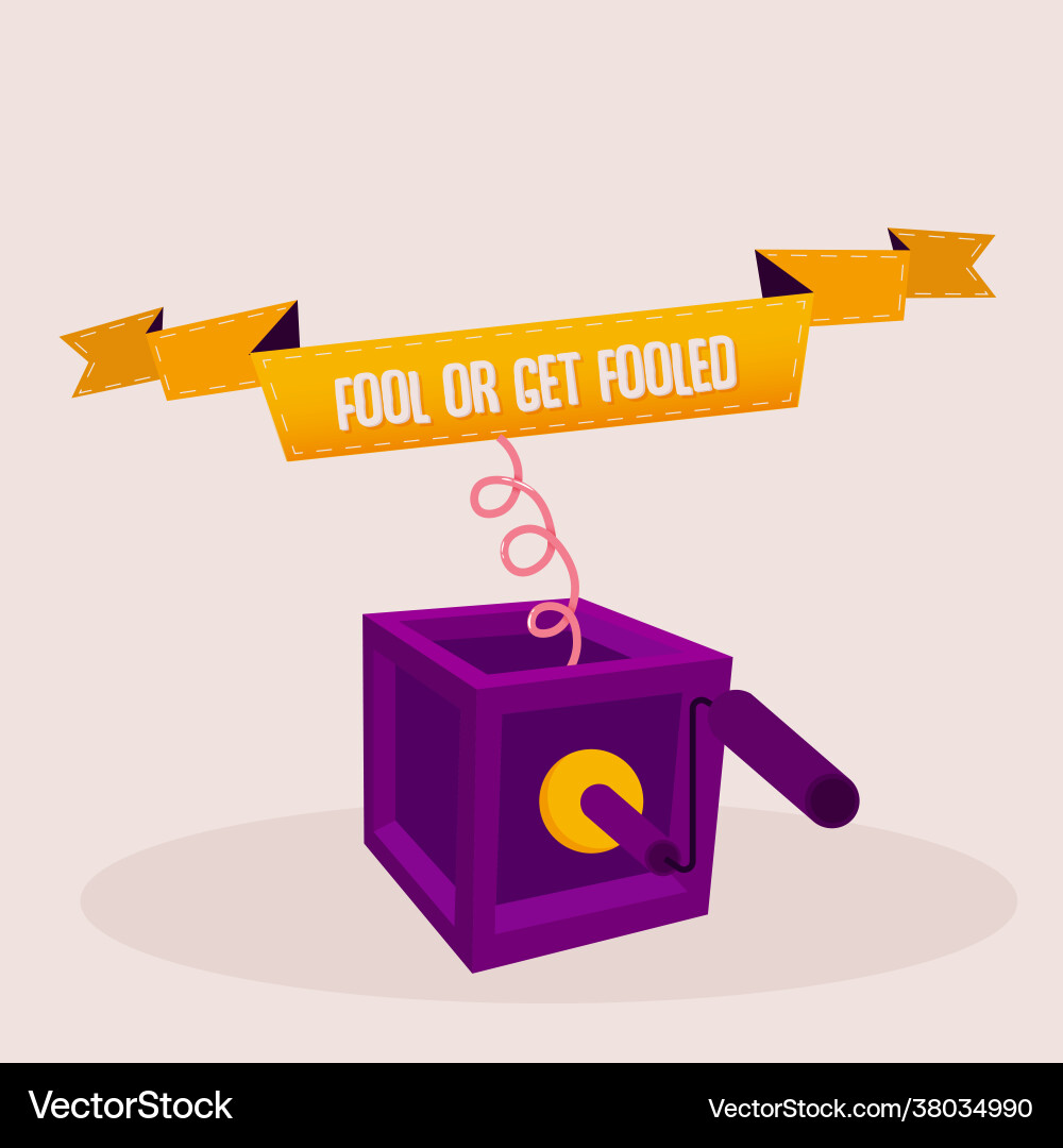 Isolated box purple april fools Royalty Free Vector Image