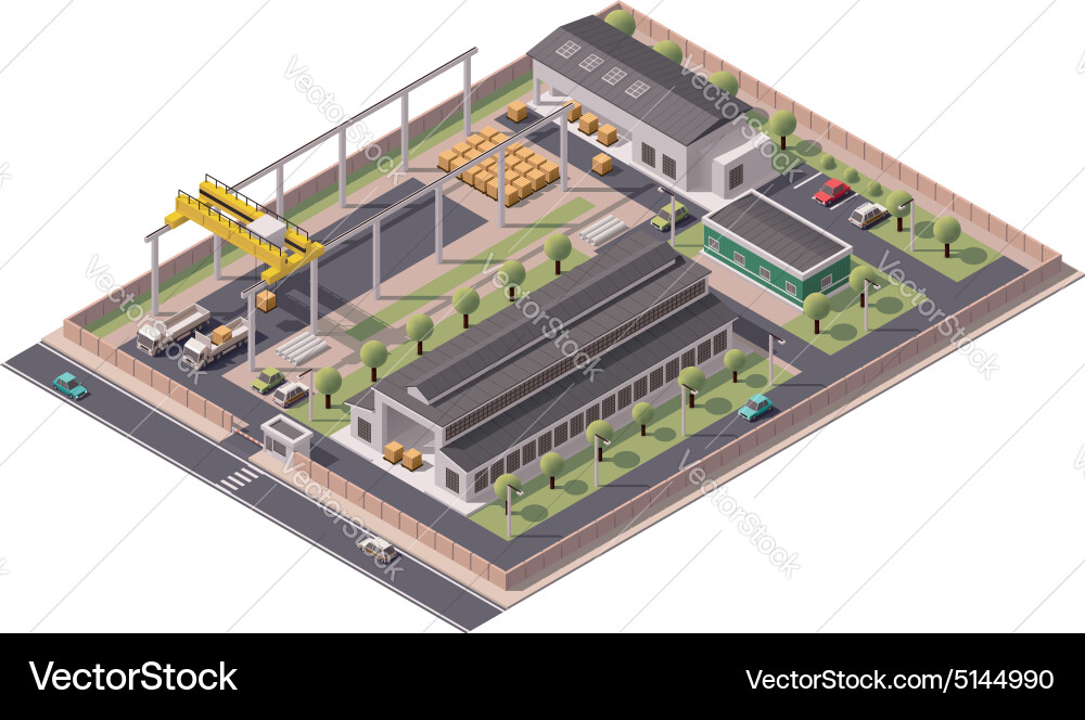 Isometric factory buildings icon Royalty Free Vector Image