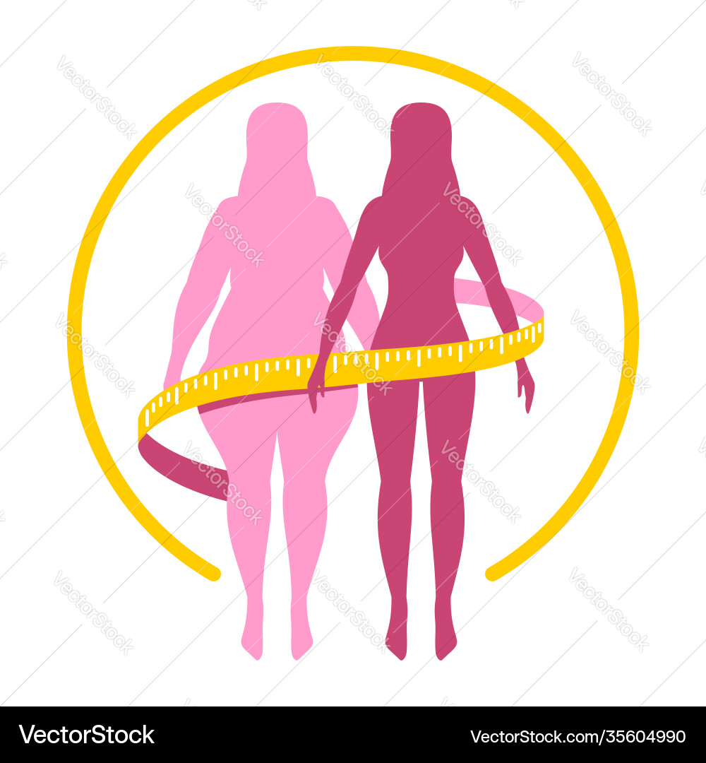 Losing weight - comparsion fat and slim Royalty Free Vector