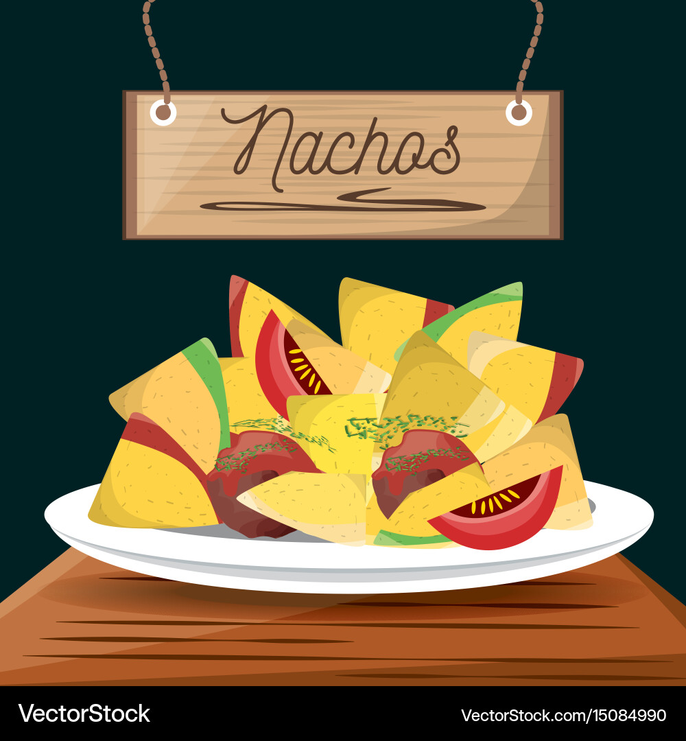 Nachos mexican food menu restaurant Royalty Free Vector