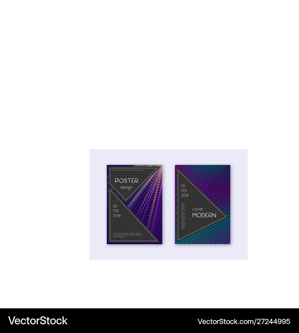 Black cover design template set neon abstract lin Vector Image