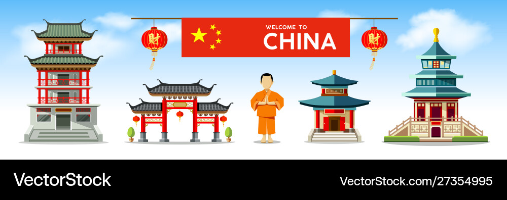 Buildings china style collections design Vector Image