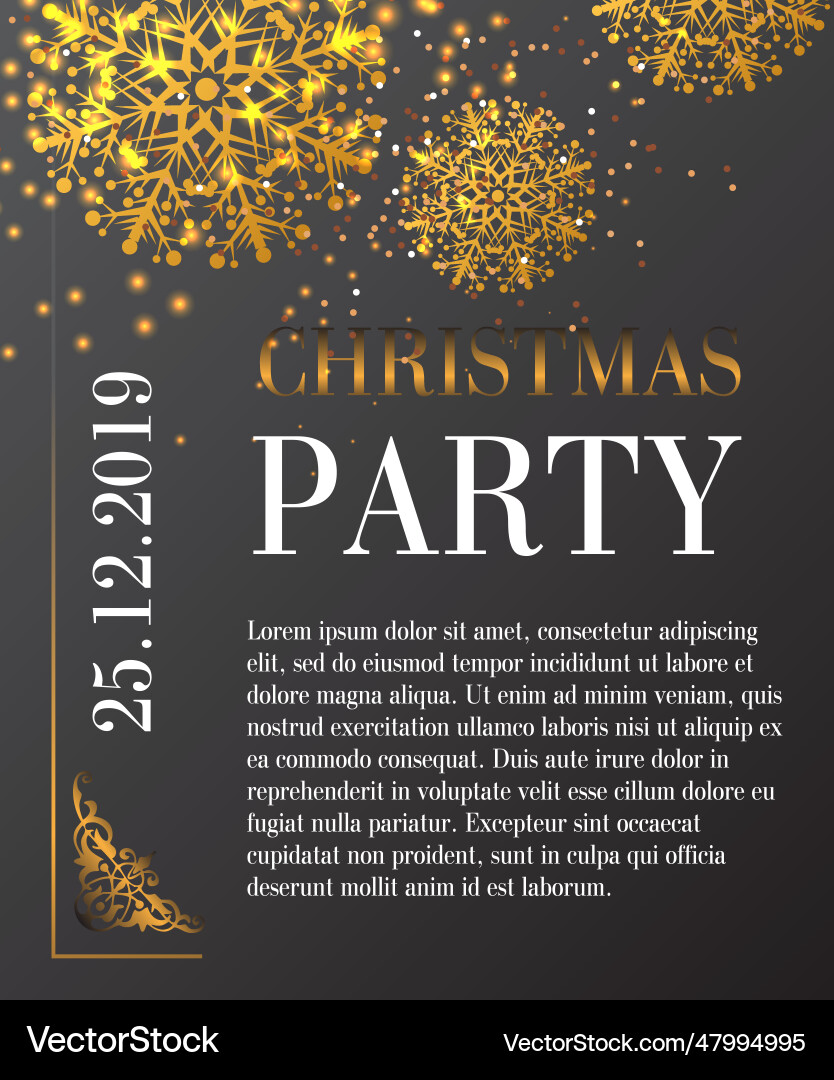 Christmas party lettering with date Royalty Free Vector