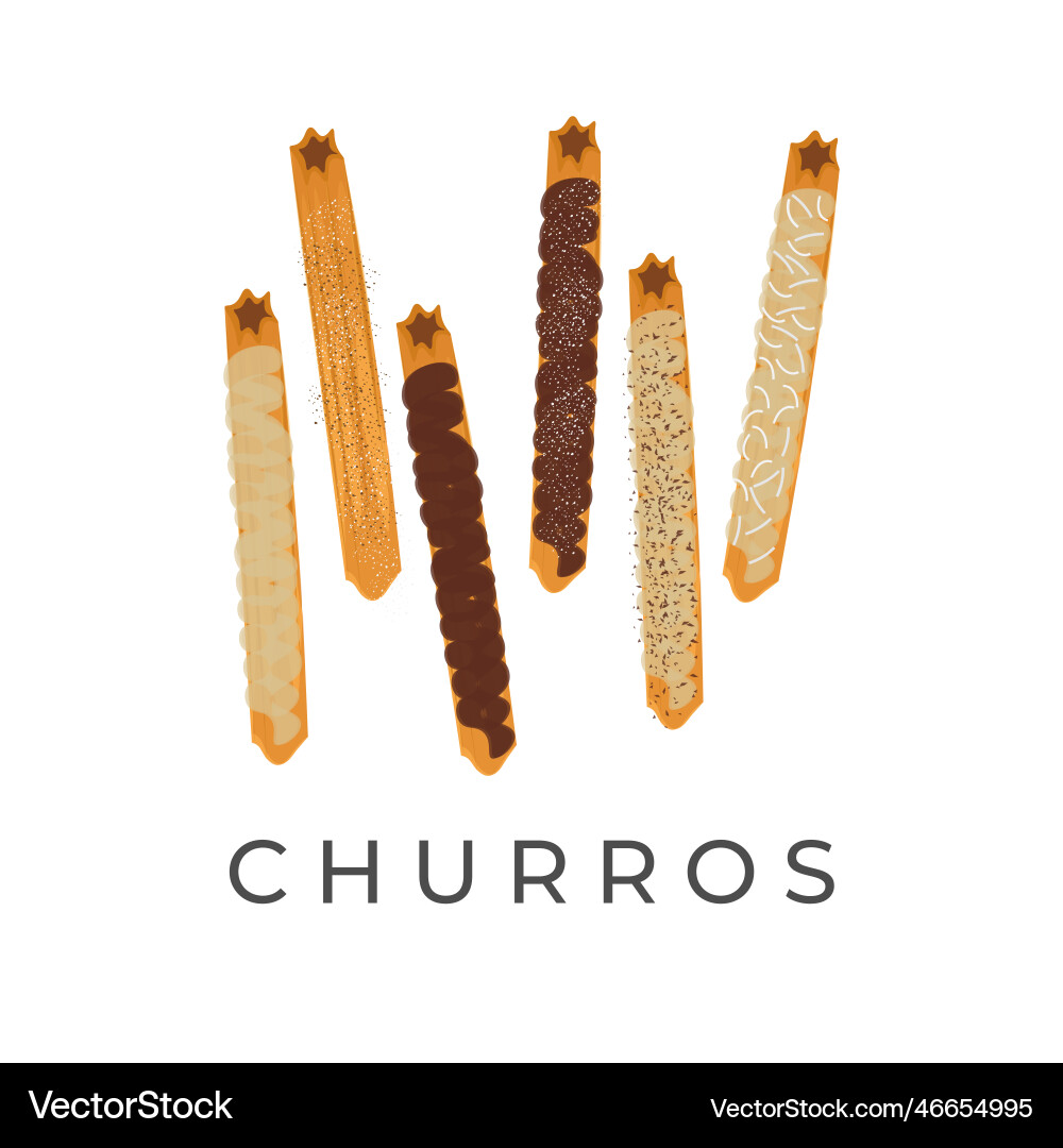 Churros with various flavors and toppings Vector Image