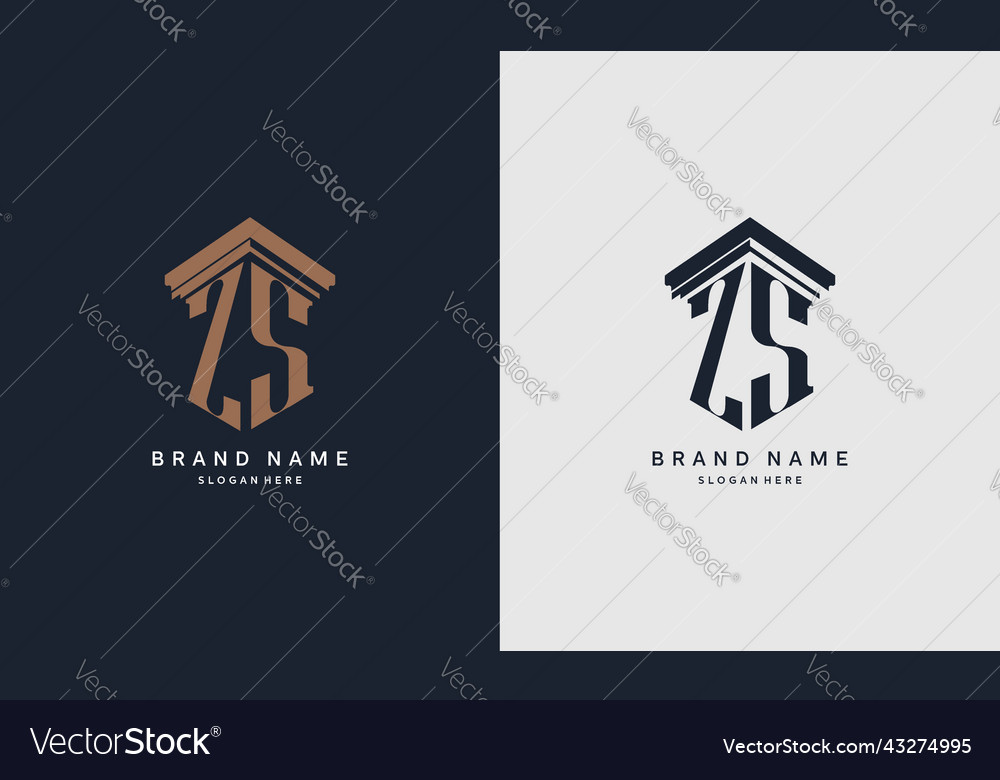 Initials zs logo with pillar element best for law Vector Image