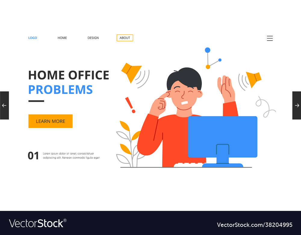 Man cannot concentrate at work Royalty Free Vector Image