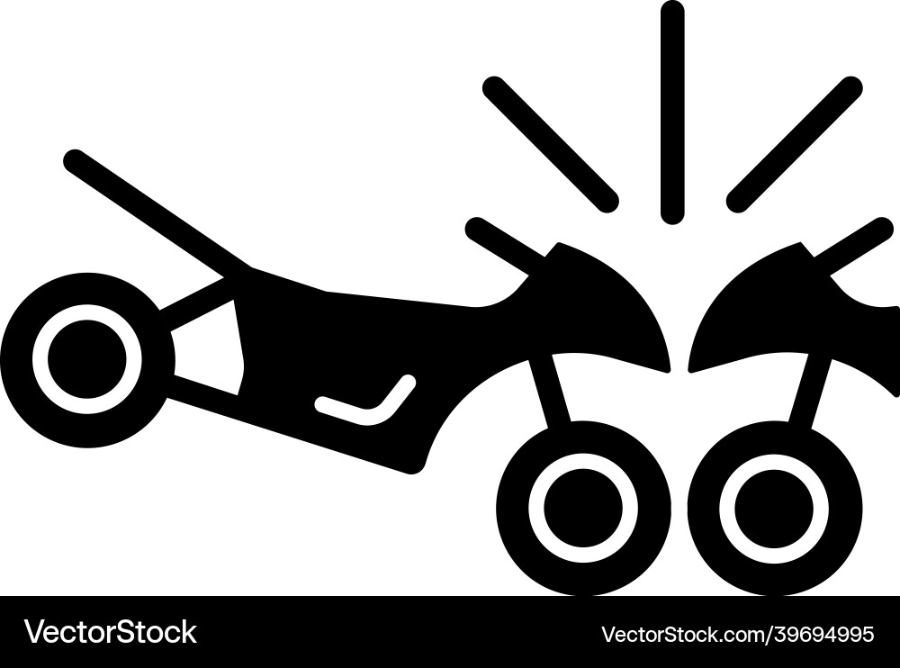 Motorcycles accident black glyph icon Royalty Free Vector