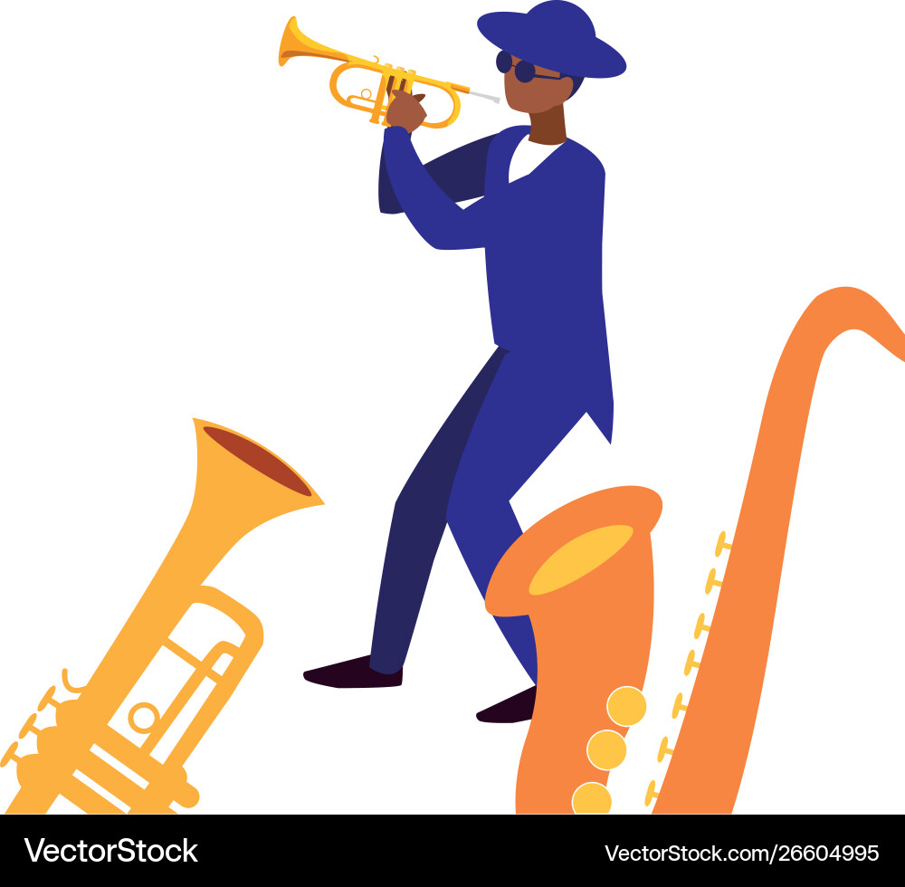 Musician man playing instruments music Royalty Free Vector