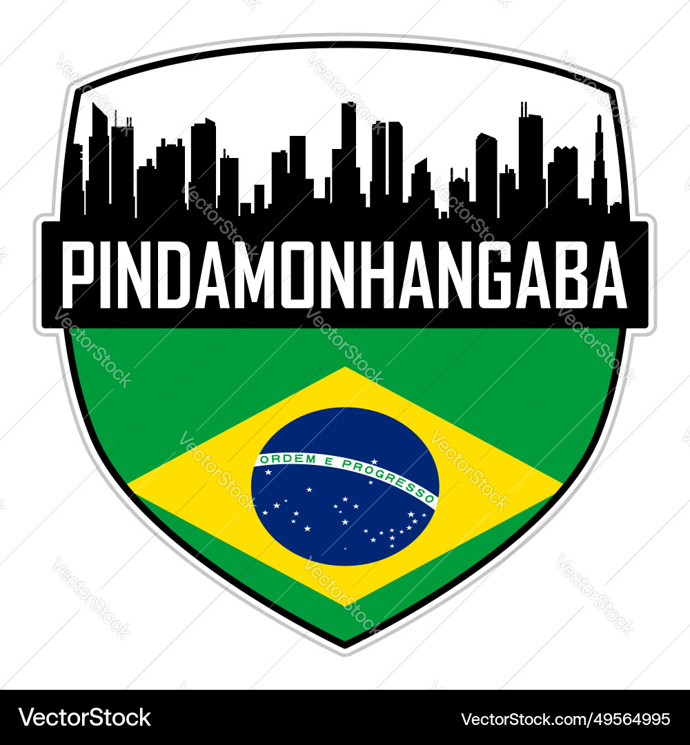 Pindamonhangaba skyline silhouette brazil flag Vector Image