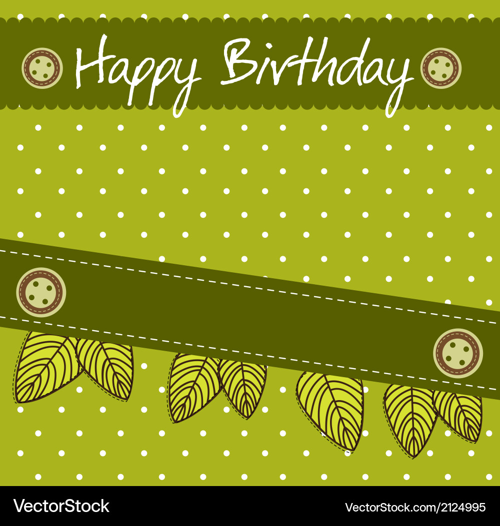 Scrapbook birthday with leaves Royalty Free Vector Image