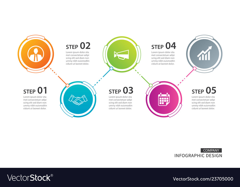 5 circle timeline infographic template business Vector Image