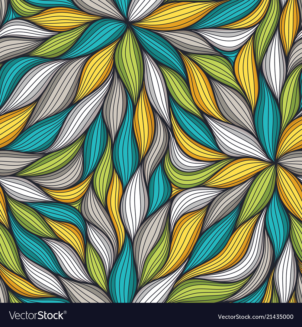 Abstract wavy lines seamless pattern floral Vector Image