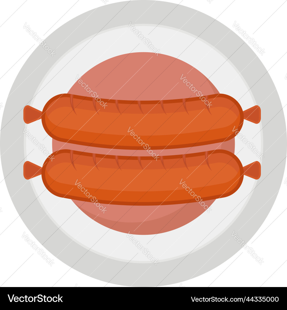 Baked sausages on a white background Royalty Free Vector