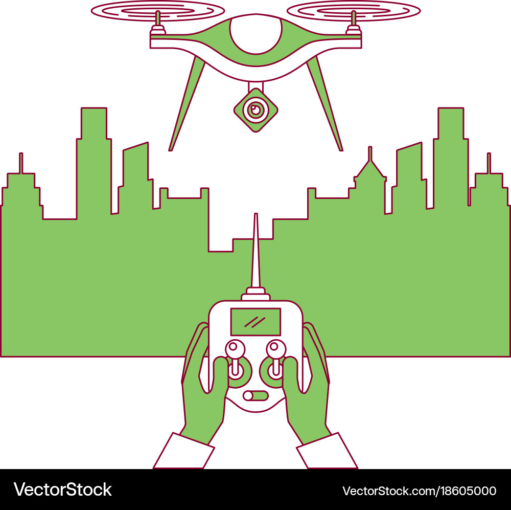 City landscape and people handle remote control Vector Image
