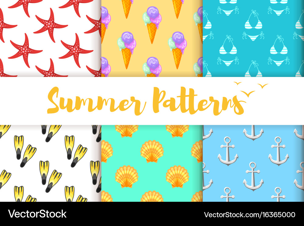 Collection of summer colorful patterns Royalty Free Vector
