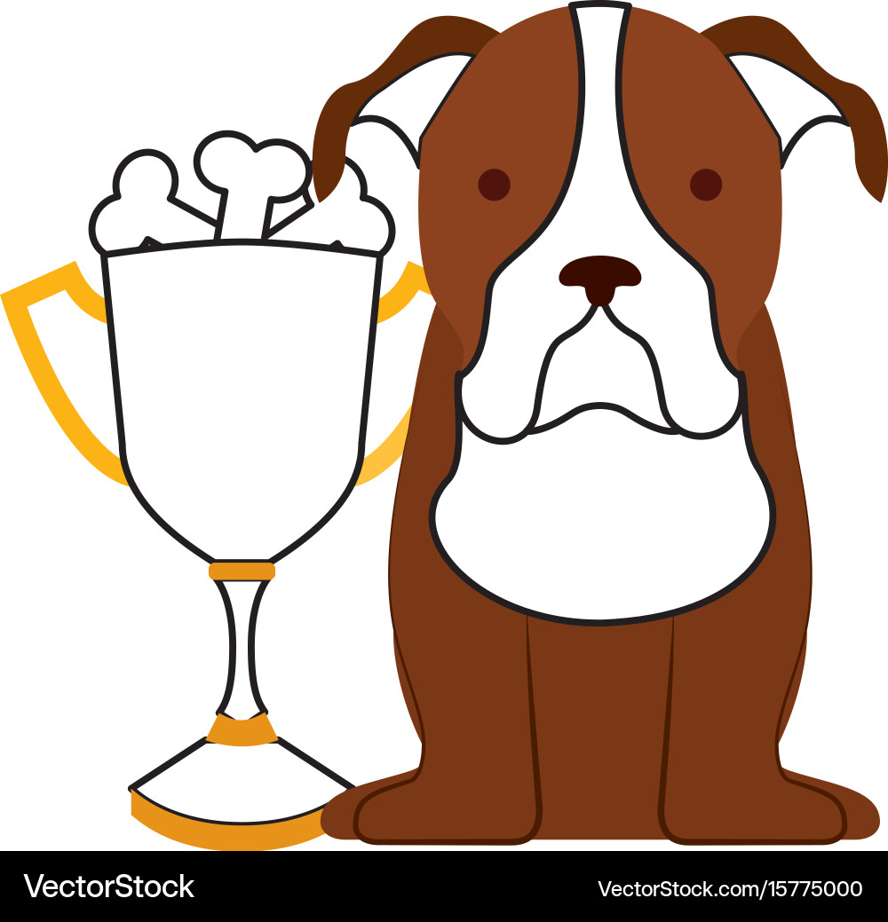 Cute dog mascot with trophy Royalty Free Vector Image