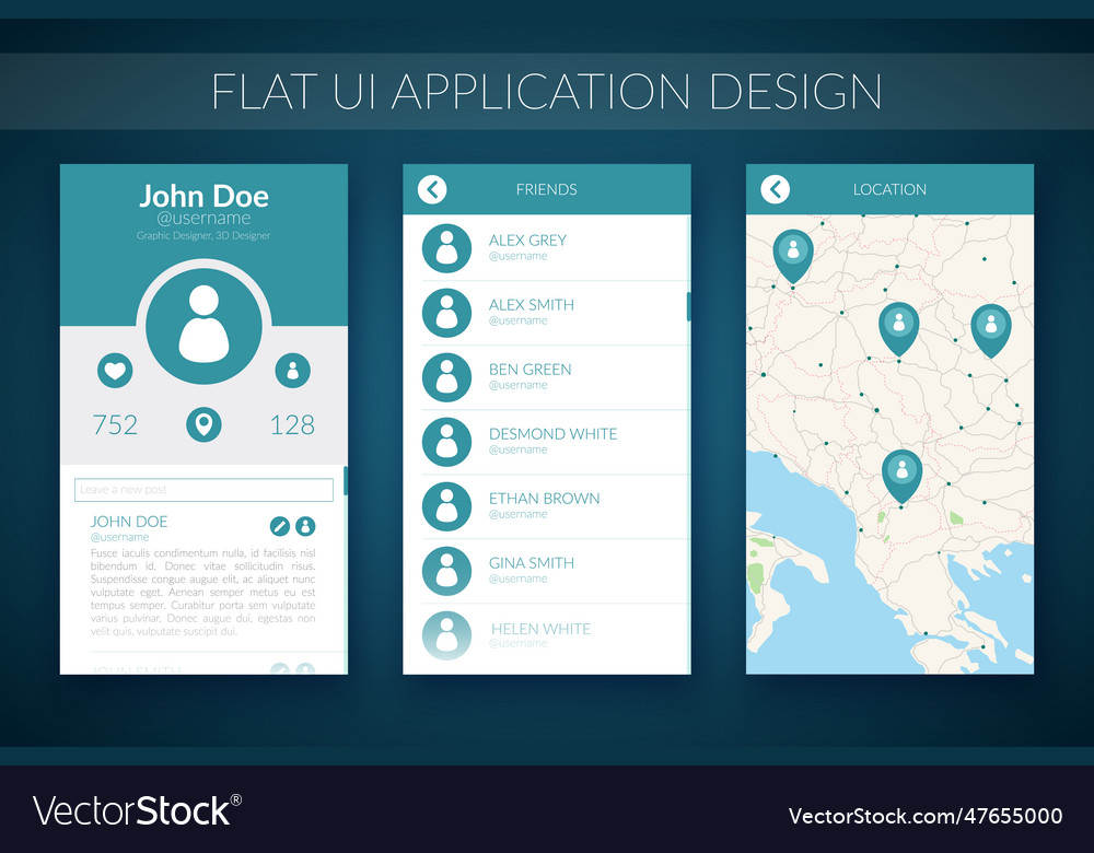 Flat ui design concept ui design concept Vector Image