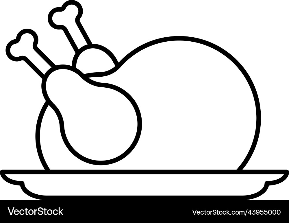 Fried chicken line art icon design template Vector Image