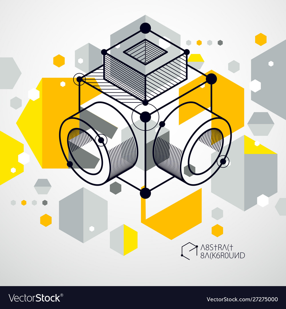 Geometric technology yellow drawing 3d technical Vector Image