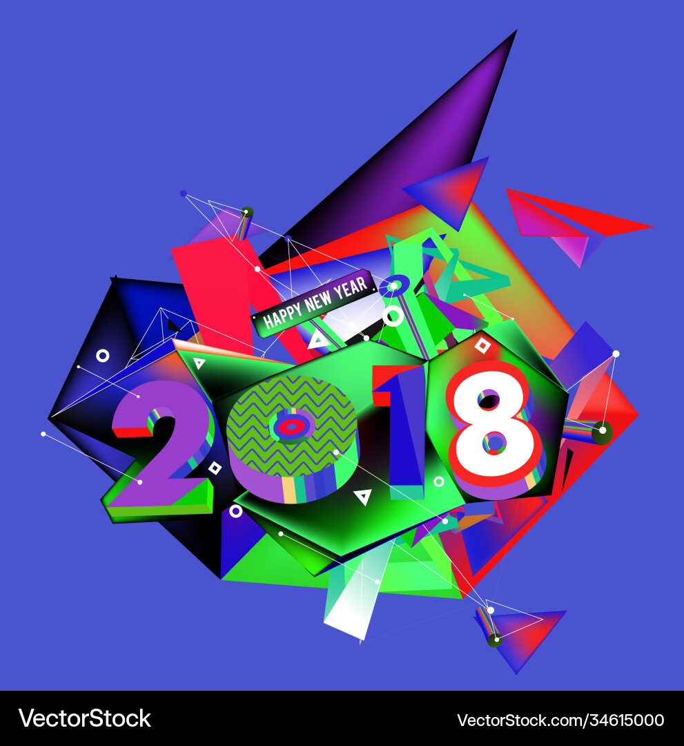 New year 2018 colorful design Royalty Free Vector Image