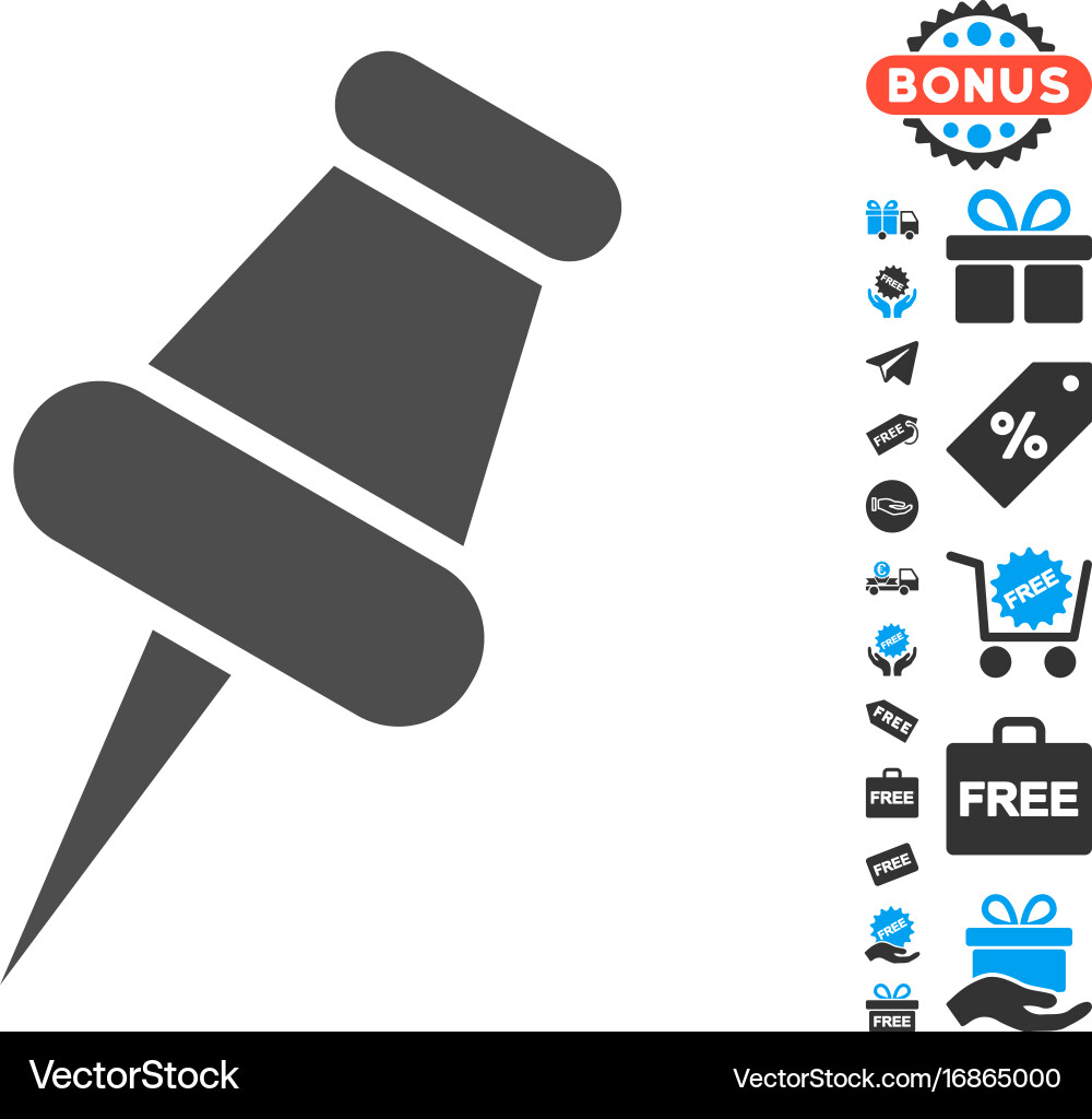 Pin icon with free bonus Royalty Free Vector Image