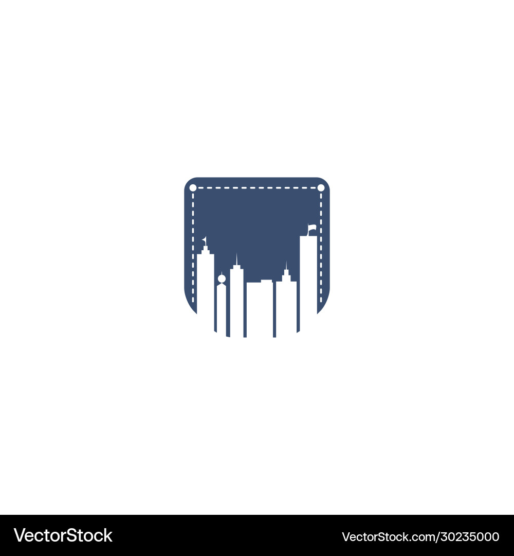 Pocket logo design with buildings Royalty Free Vector Image