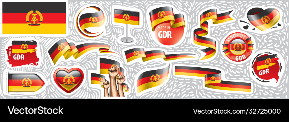 Set national flag gdr in various Royalty Free Vector Image