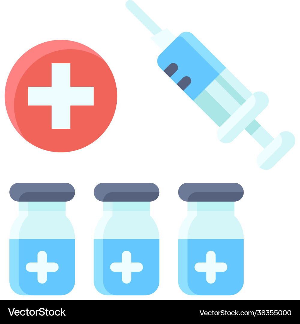 Vaccine bottle with syringe icon Royalty Free Vector Image