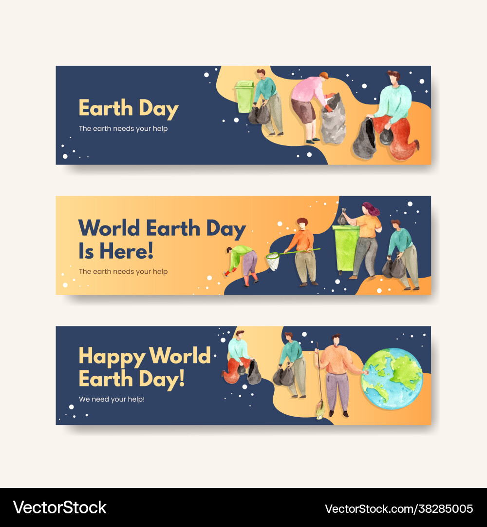 Banner template with earth day concept design Vector Image
