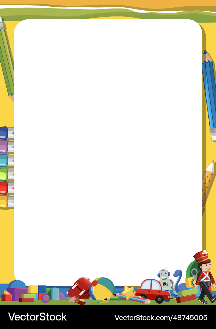 Children toys on background frame border template Vector Image