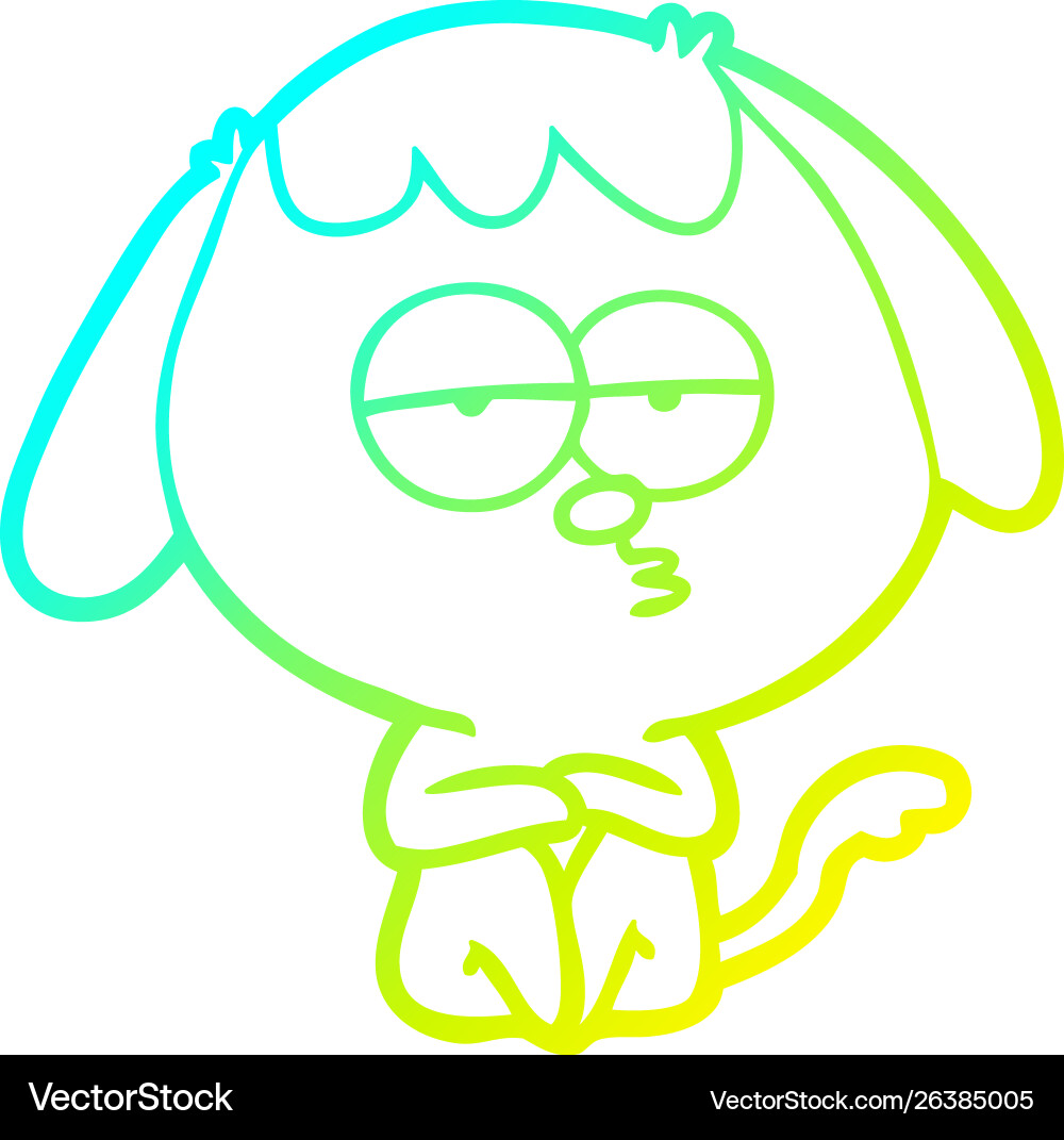 Cold gradient line drawing cartoon bored dog Vector Image