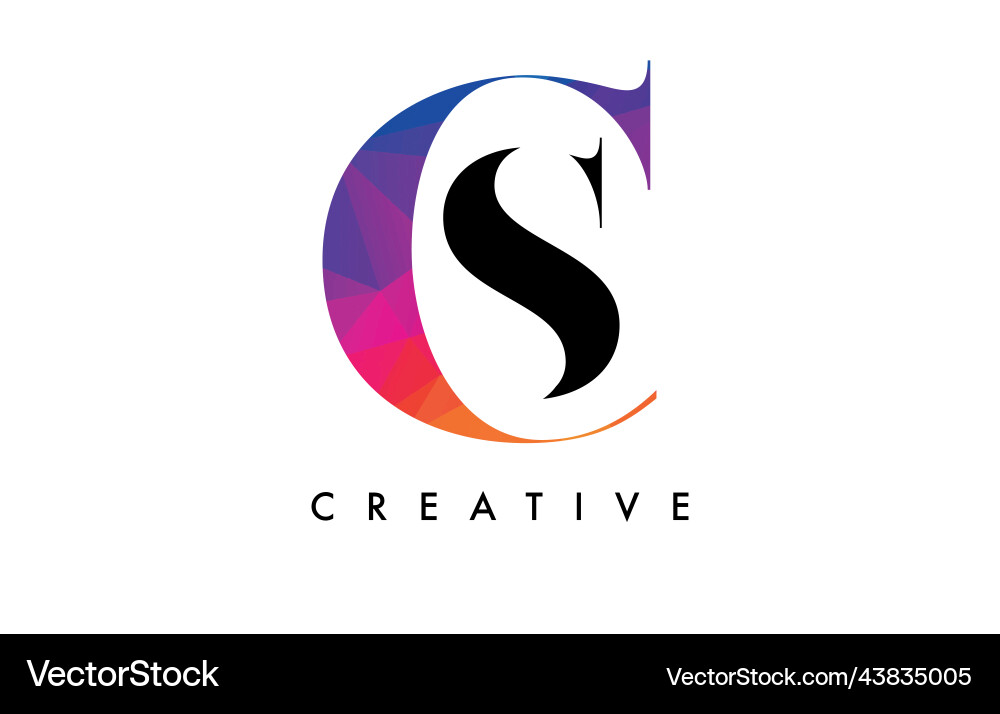 Cs letter design with creative cut and colorful Vector Image