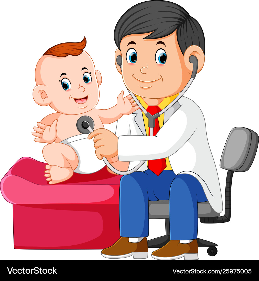 Doctor is checking baby boy Royalty Free Vector Image