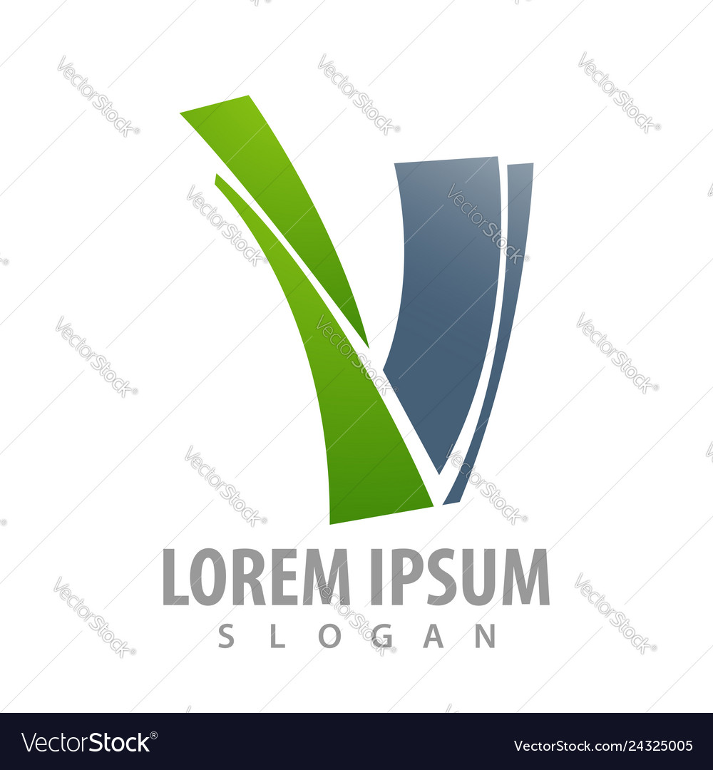 Green abstract letter v concept design symbol Vector Image