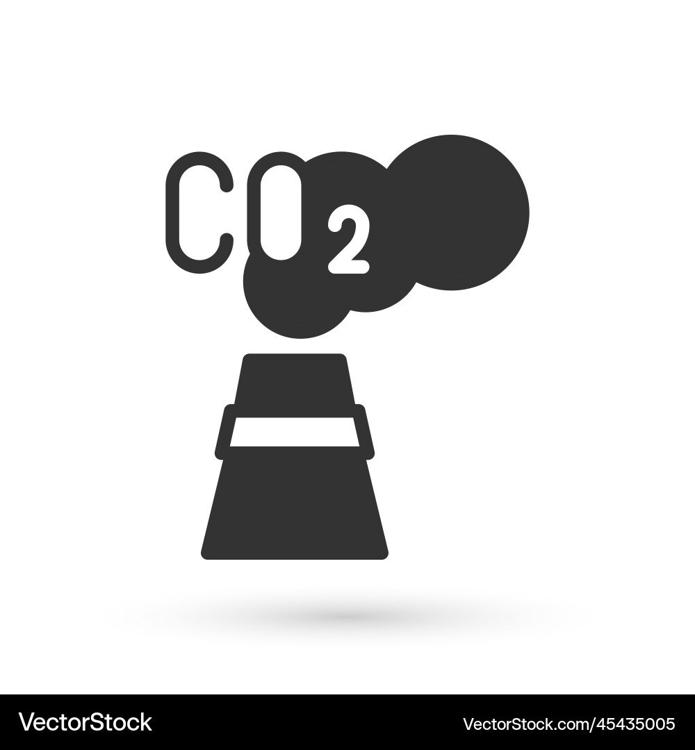 Grey co2 emissions in cloud icon isolated on white