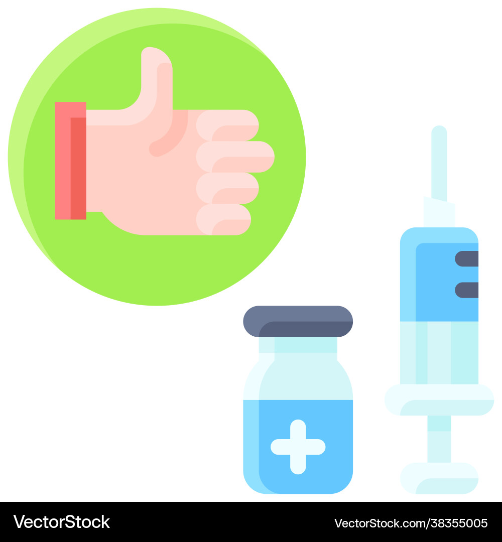Like sign and vaccine icon development Royalty Free Vector