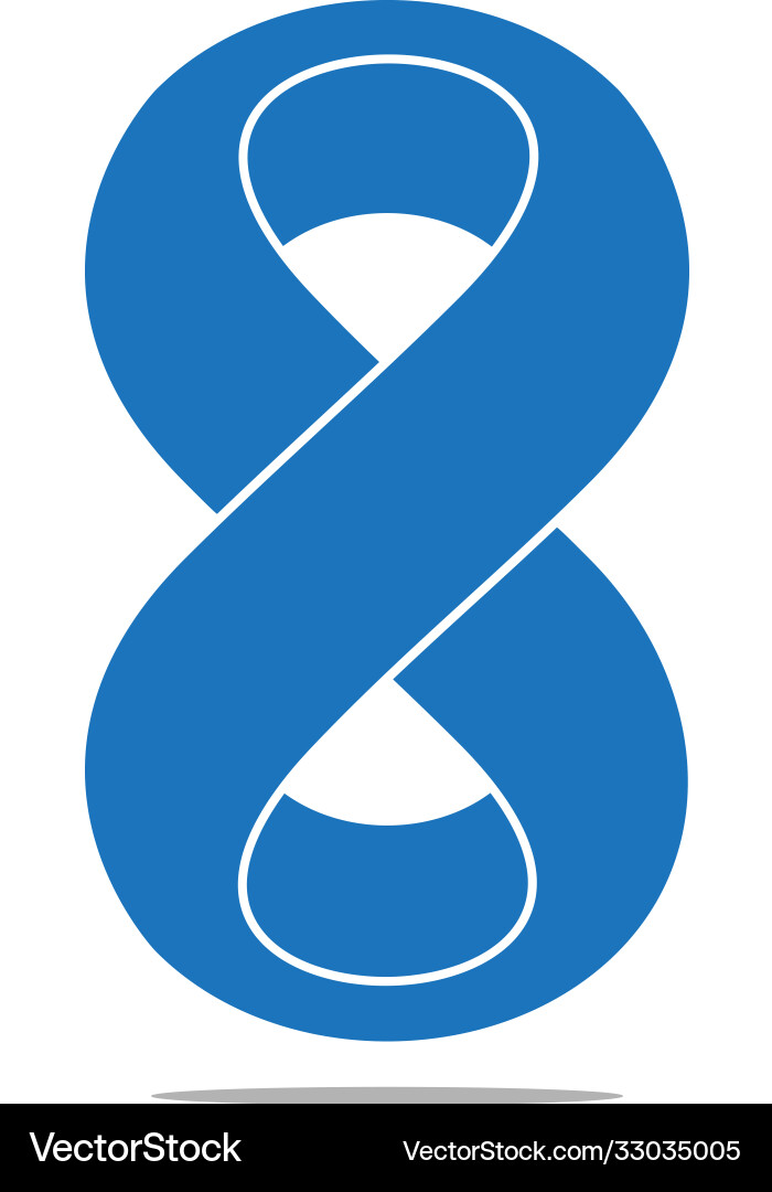 Number 8 infinity curves 3d design symbol logo Vector Image