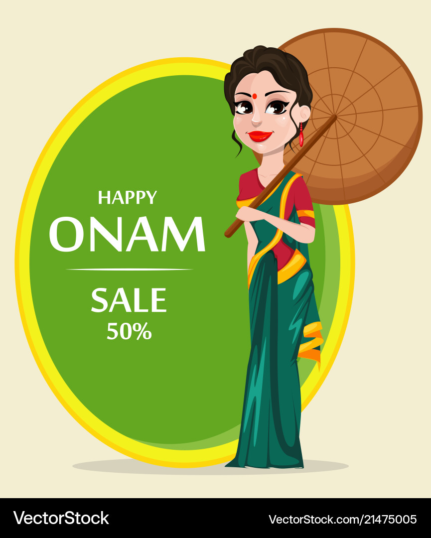 Onam celebration indian woman Royalty Free Vector Image