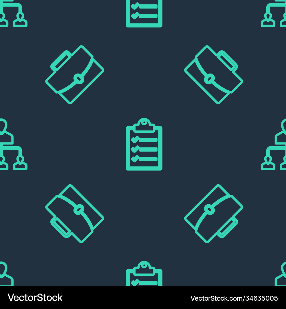 Set line clipboard with checklist briefcase Vector Image