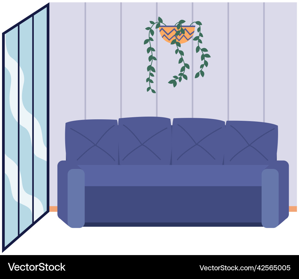 Sofa and couch blue colorful cartoon Royalty Free Vector