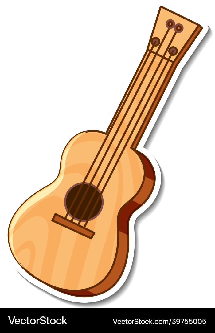 Sticker classical wooden guitar Royalty Free Vector Image