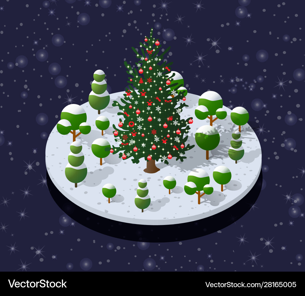 Winter christmas snowy tree icon Royalty Free Vector Image