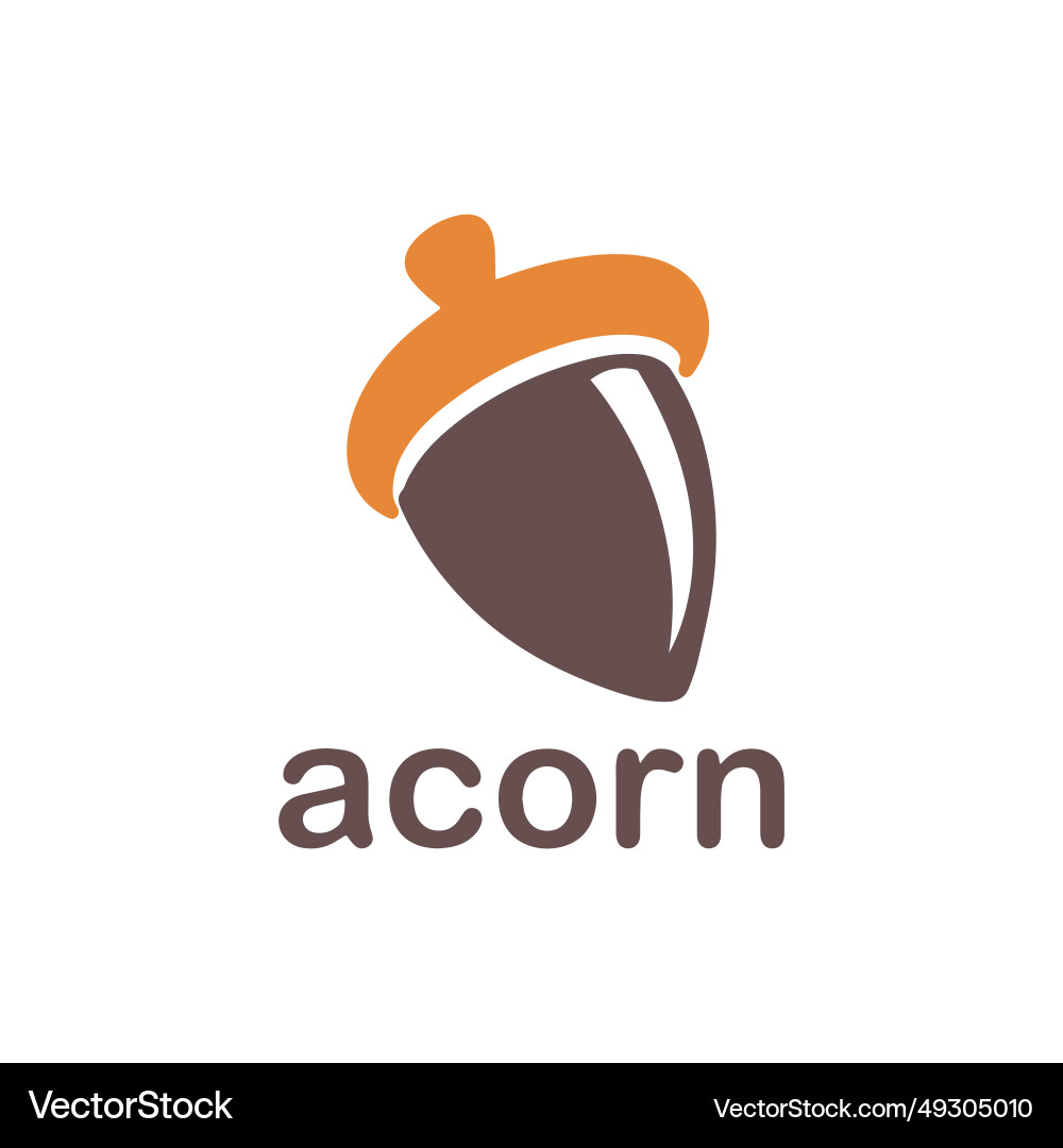 Acorn logo template design with leaves Royalty Free Vector