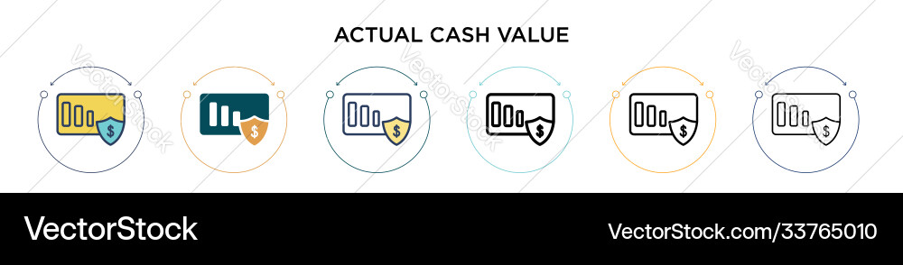 Actual cash value icon in filled thin line Vector Image